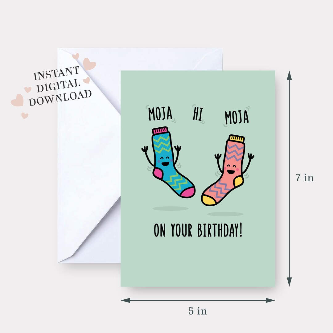 Moja Hi Moja - PRINTABLE Happy Birthday Card 5x7 South Asian Funny Cute ...