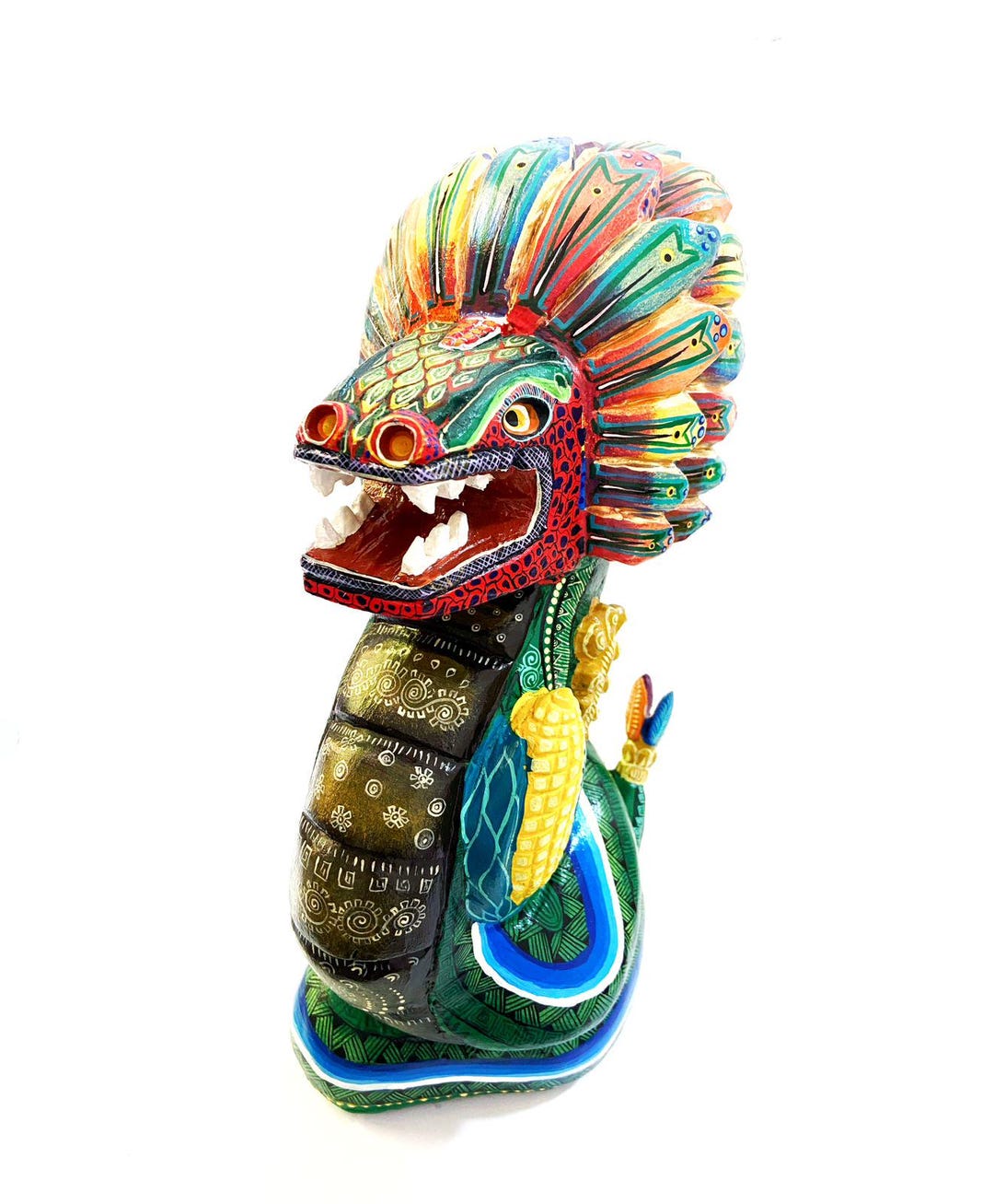 Hand-painted Quetzalcoatl Aztec God Figurine by Elipidio Fabian ...