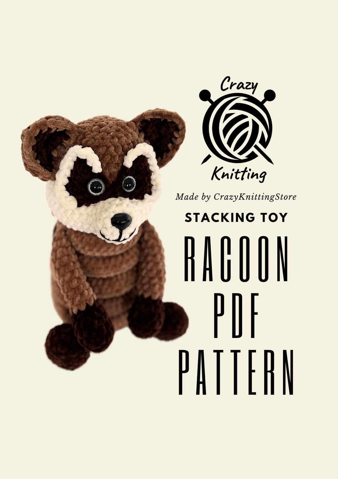 Racoon Stacking Toy Crochet Pattern PDF, Stacker, Toddler Toys ...