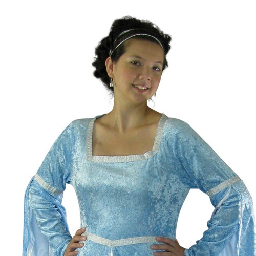 Royal Blue Medieval Dress Renaissance Peasant Gown With White - Etsy