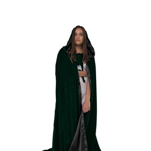 Dark Green Cloak Fully Lined With Black Satin, Hooded Velvet Medieval ...