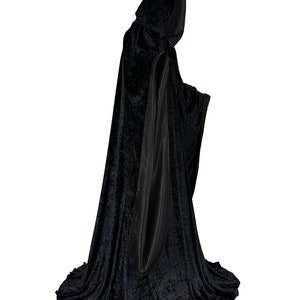 BLACK Wizard Robe With Hood Sleeves Fashion Velvet Costume, for ...