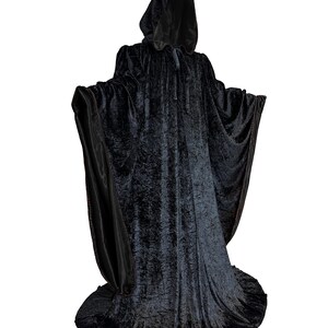 BLACK Wizard Robe With Hood Sleeves Fashion Velvet Costume, for ...