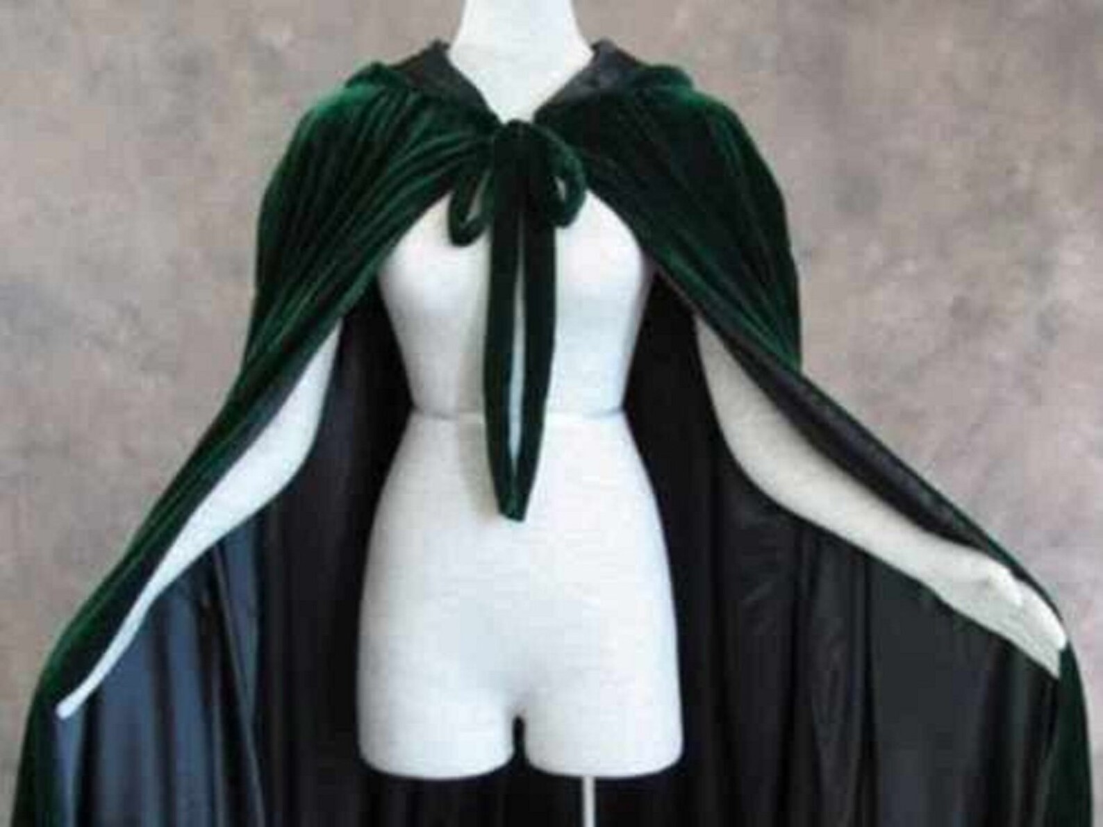 Dark Green Cloak Fully Lined With Black Satin Hooded Velvet - Etsy
