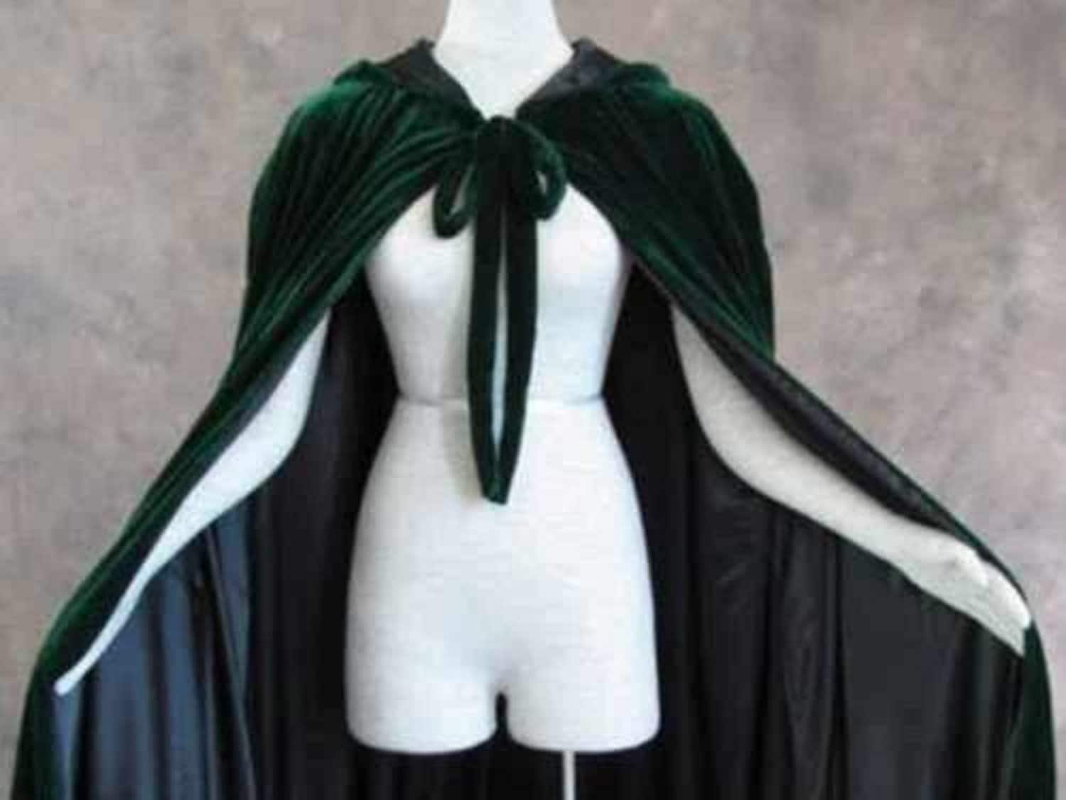 Dark Green Cloak Fully Lined With Black Satin Hooded Velvet - Etsy