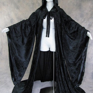 BLACK Wizard Robe With Hood Sleeves Fashion Velvet Costume - Etsy