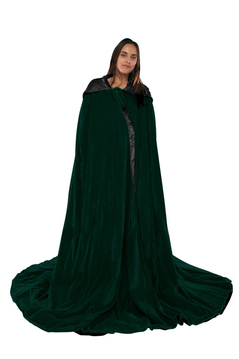 Dark Green Cloak Fully Lined With Black Satin Hooded Velvet - Etsy