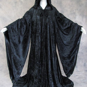 BLACK Wizard Robe With Hood Sleeves Fashion Velvet Costume - Etsy