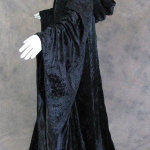 BLACK Wizard Robe With Hood Sleeves Fashion Velvet Costume - Etsy