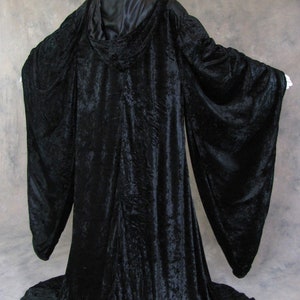 BLACK Wizard Robe With Hood Sleeves Fashion Velvet Costume - Etsy