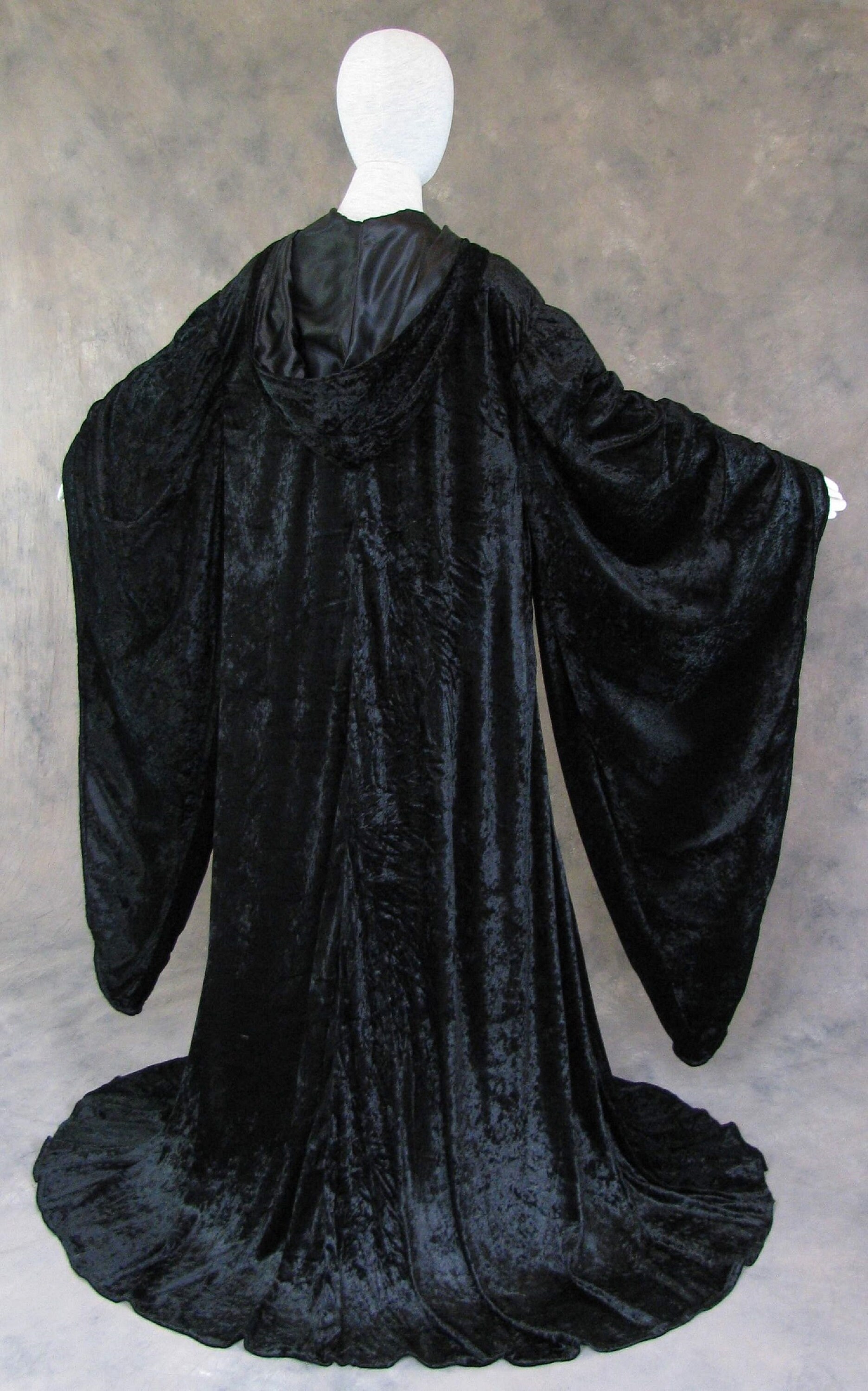 BLACK Wizard Robe with Hood Sleeves Fashion Velvet Costume | Etsy