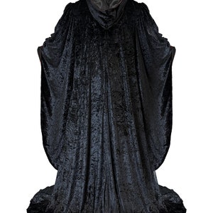 BLACK Wizard Robe With Hood Sleeves Fashion Velvet Costume, for ...