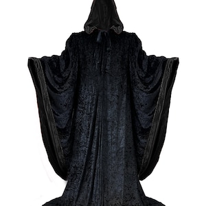 BLACK Wizard Robe With Hood Sleeves Fashion Velvet Costume, for ...