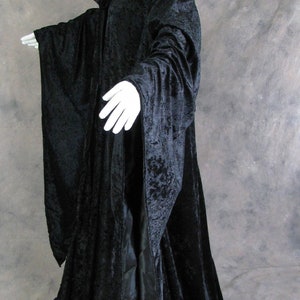 Wizard BLACK Robe With Hood and Sleeves Velvet Halloween - Etsy