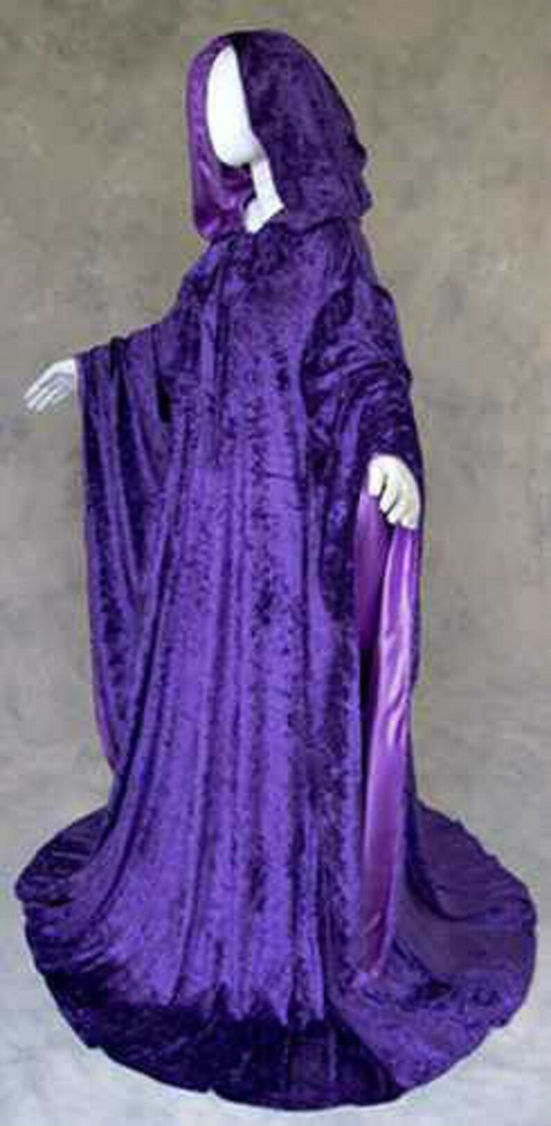 Wizard PURPLE Robe With Hood and Sleeves Velvet Halloween - Etsy
