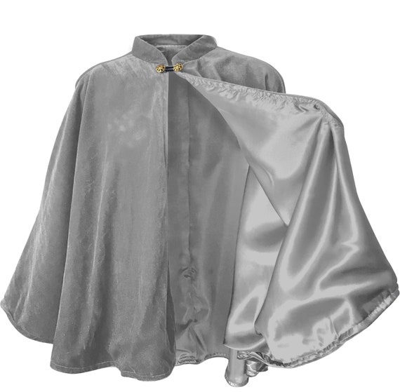 Gray Velvet Cape Satin Lined Gray Cape Short Wizard Cape - Etsy