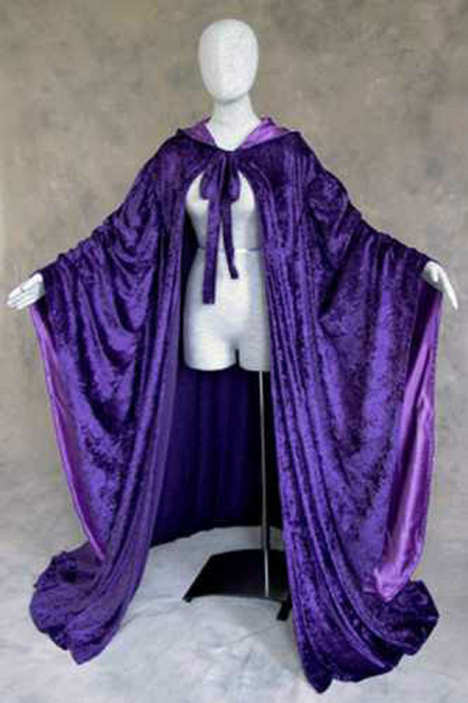 Wizard PURPLE Robe With Hood and Sleeves Velvet Halloween - Etsy