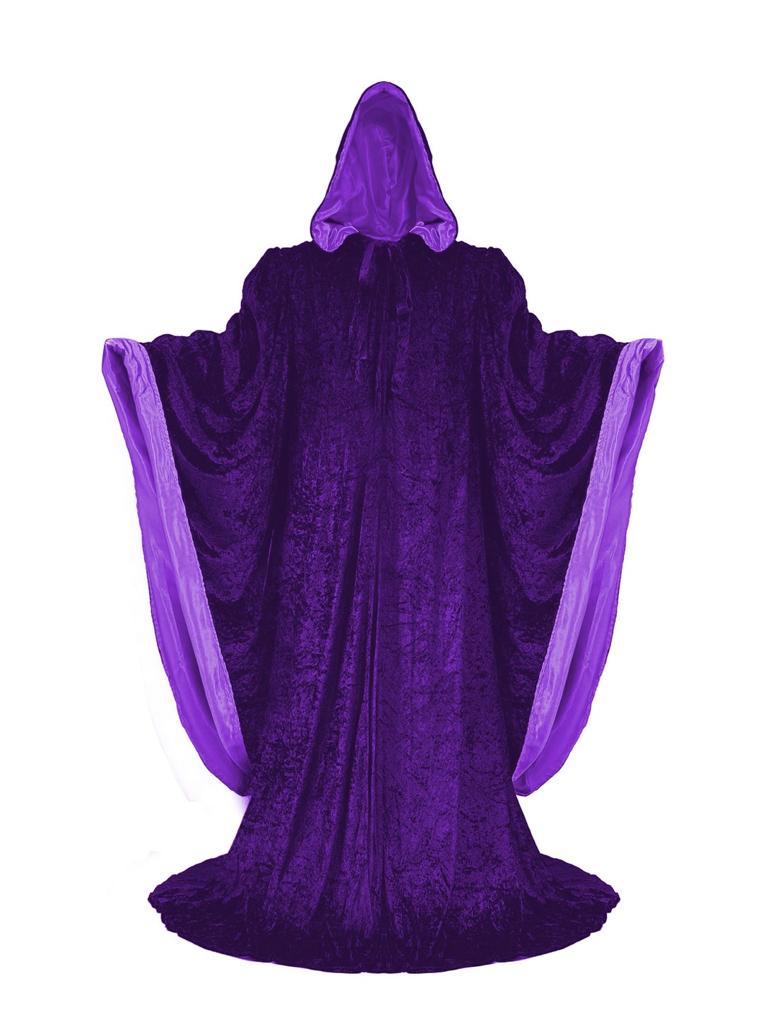 Wizard PURPLE Robe With Hood and Sleeves, Velvet Halloween, Simple ...