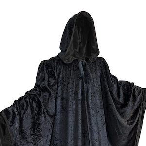 BLACK Wizard Robe With Hood Sleeves Fashion Velvet Costume, for ...
