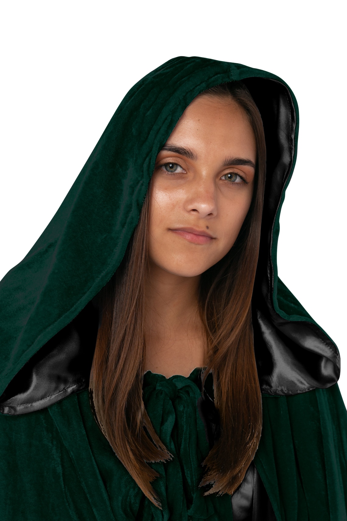 Dark Green Cloak Fully Lined With Black Satin Hooded Velvet - Etsy