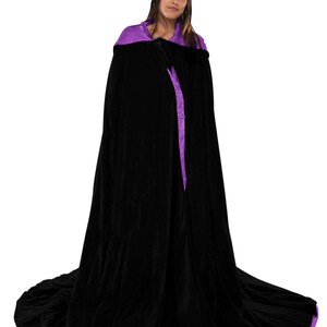 Black Cloak Fully Lined With PURPLE Satin Hooded Velvet - Etsy