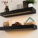 Modern Black Floating Shelf With LED Light, Thick Wall Shelf, Wooden ...