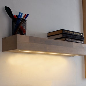 Floating Shelf With LED Lights, Kitchen Shelving, Recessed LED Strip ...