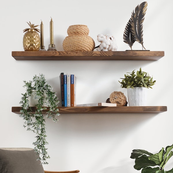 Walnut Floating Shelves - Etsy
