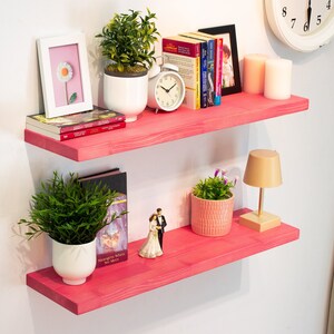 Pink Floating Shelf With Bracket, Any Custom Size Shelf, Kitchen and ...