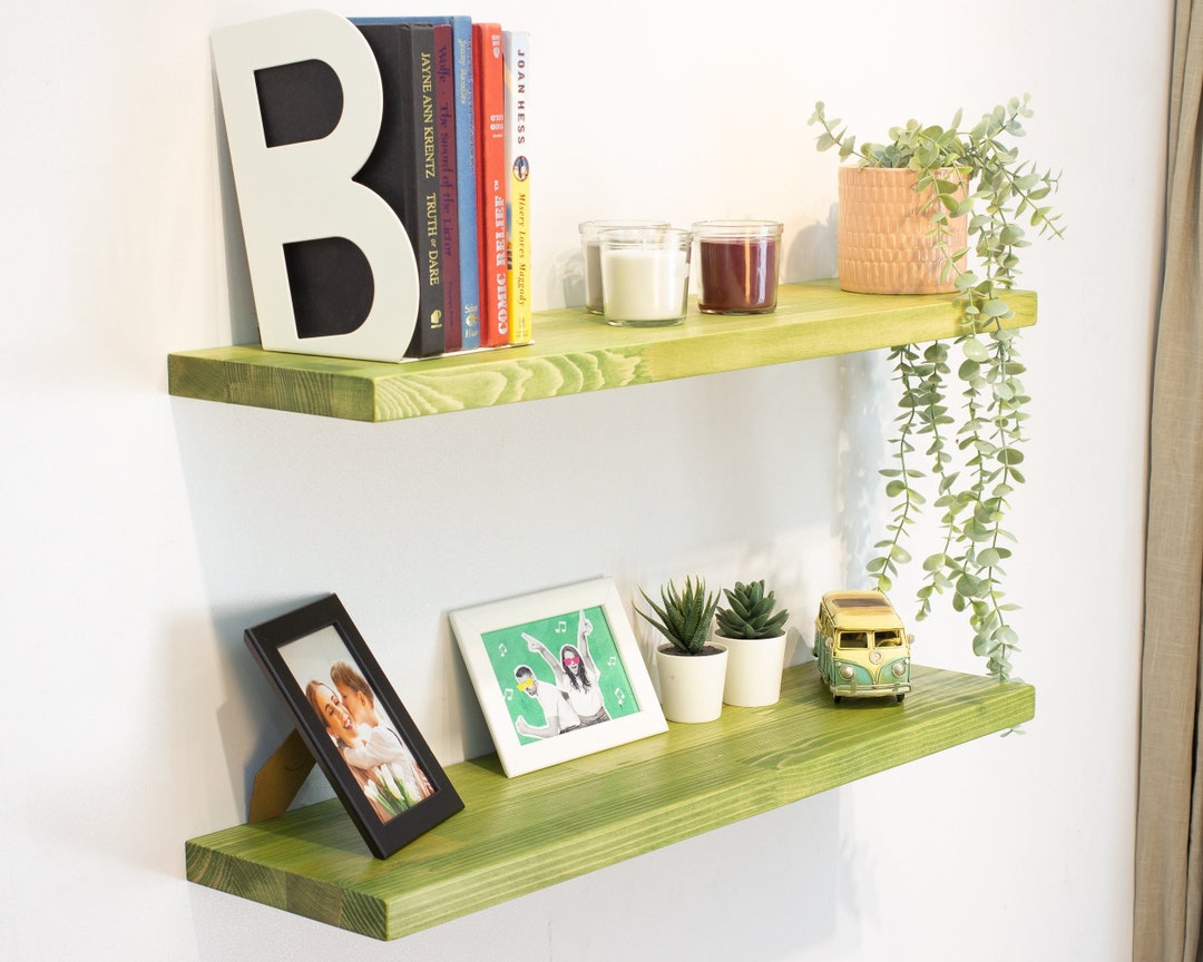Light Green Colored Floating Shelf Kitchen Entryway Hidden Bracket, Any ...