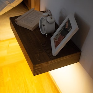 Spruce Wood LED Lighted Bedside Shelf: Modern Floating Nightstand - Etsy