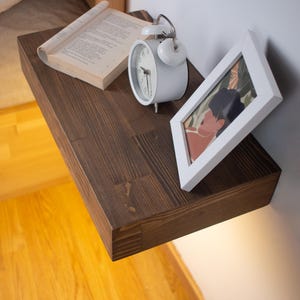 Spruce Wood LED Lighted Bedside Shelf: Modern Floating Nightstand - Etsy