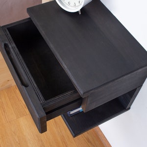 Black Floating Nightstand | Wall Mounted Nightstand With Drawer | Wood ...