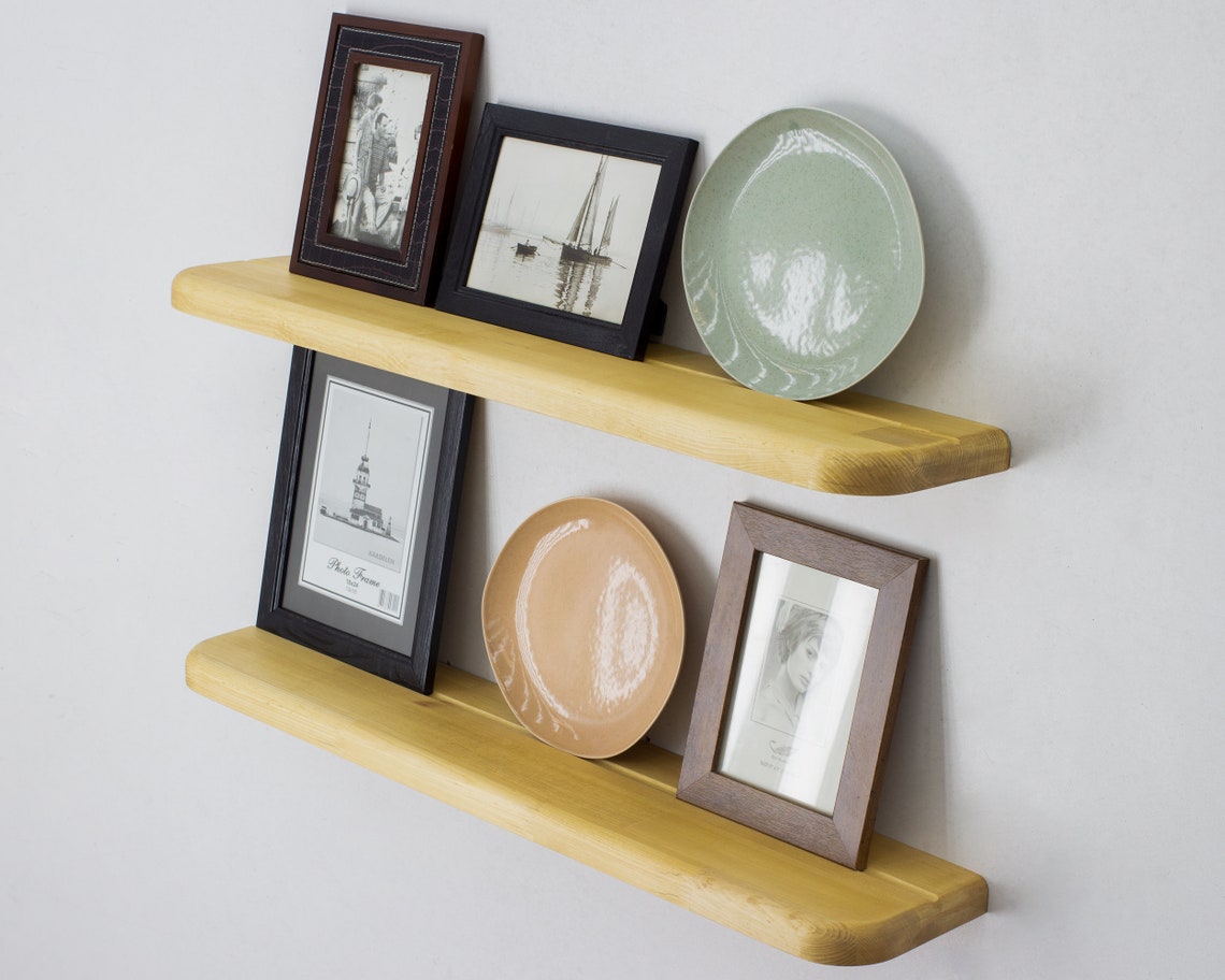 Wooden Floating Shelf With Plate Groove Custom Size Floating - Etsy