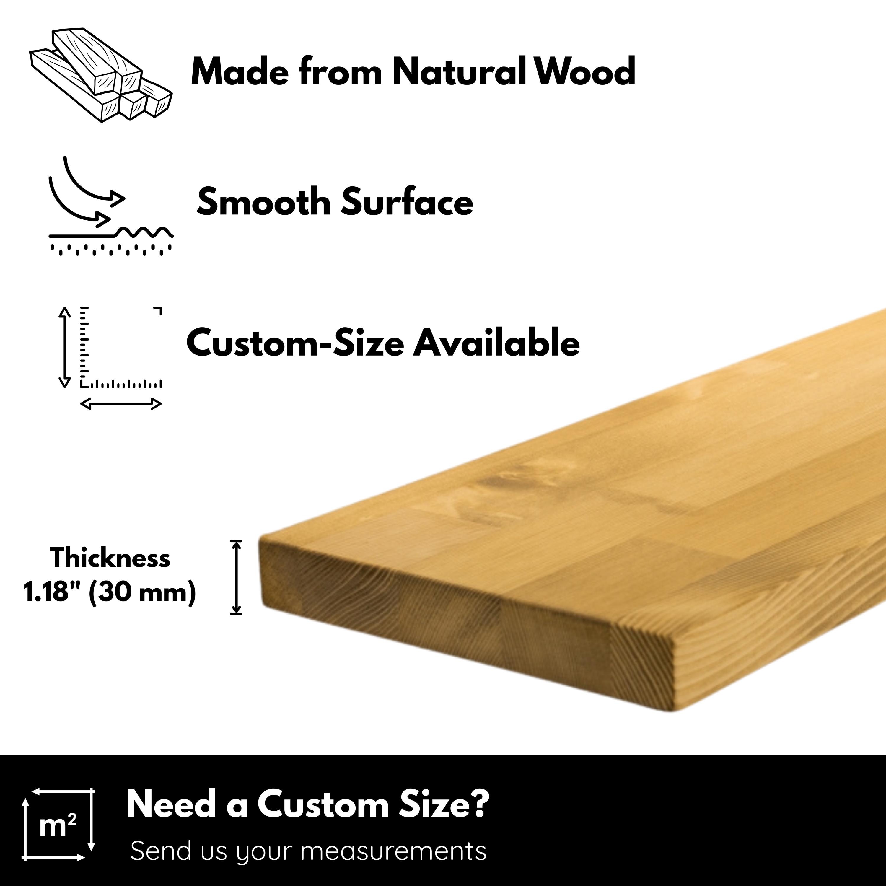 Finished Solid Spruce Wood Board – Custom Size Available – Multipurpose ...