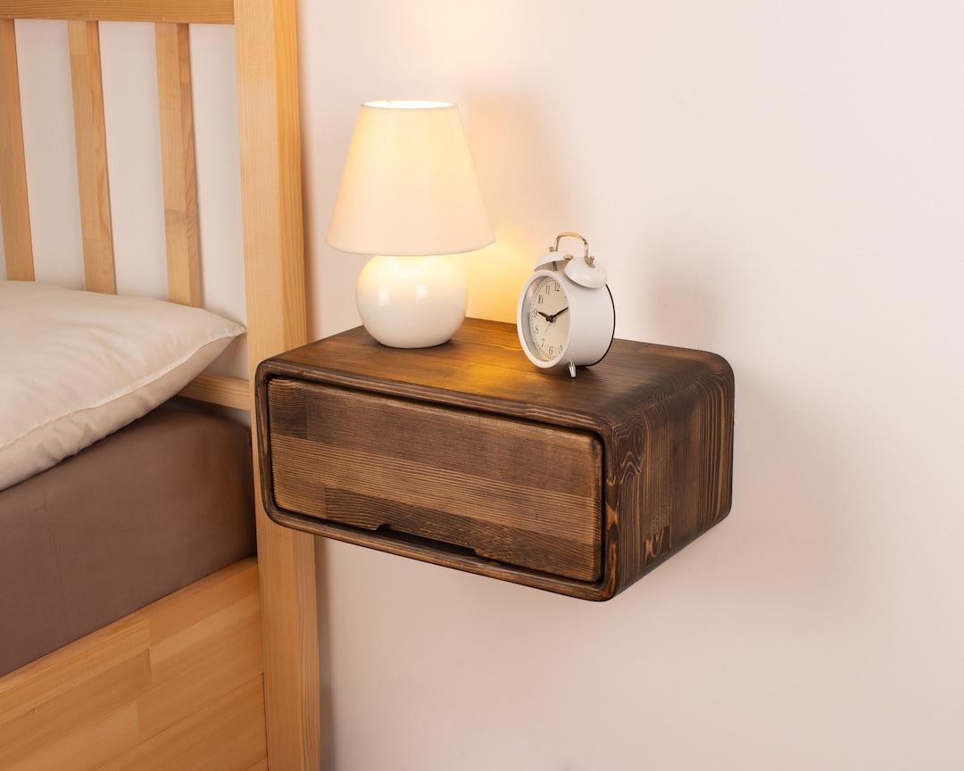 Modern Style Floating Nightstand With Drawer | Handcrafted Bedside ...