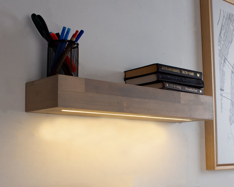 Floating Shelf With LED Lights Kitchen Shelving Recessed LED - Etsy