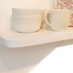 White Modern Curved Wood Floating Shelf, Custom Size Oval Floating ...