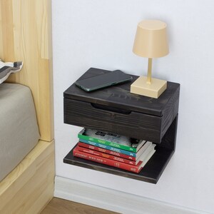 Black Floating Nightstand Wall Mounted Nightstand With - Etsy