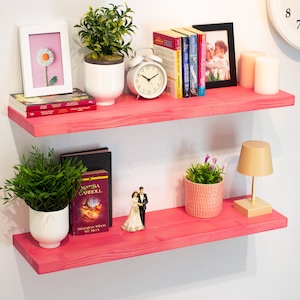 Pink Floating Shelf With Bracket, Any Custom Size Shelf, Kitchen and ...