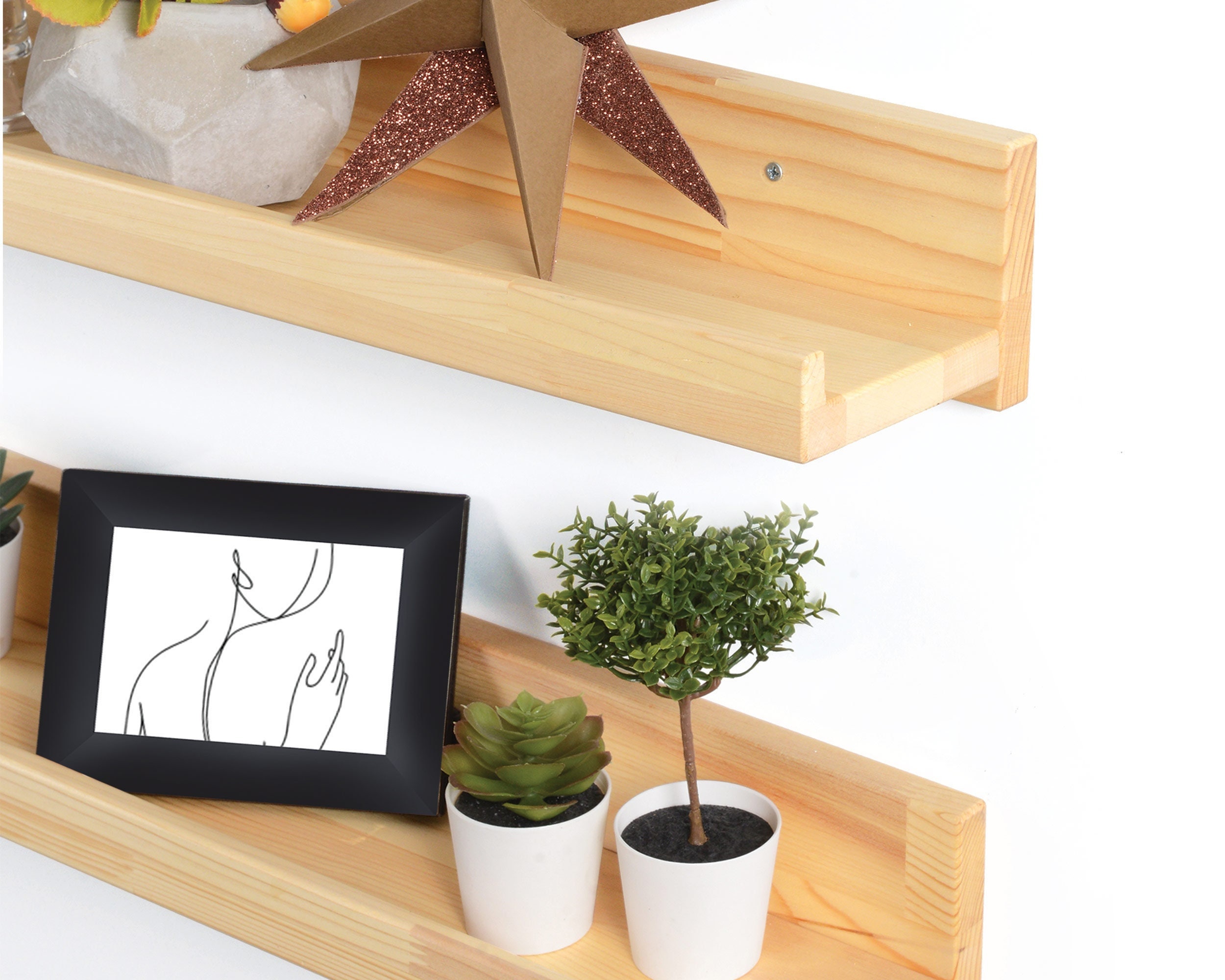 Modern Floating Picture Ledge Shelf | Wooden Photo Ledge Floating Shelf ...