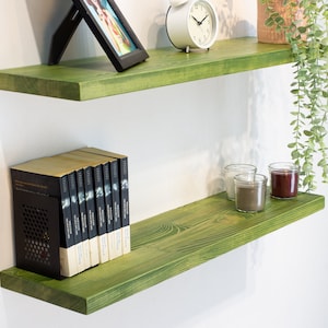 Green Colored Floating Shelf Kitchen Entryway Hidden Bracket, Custom ...