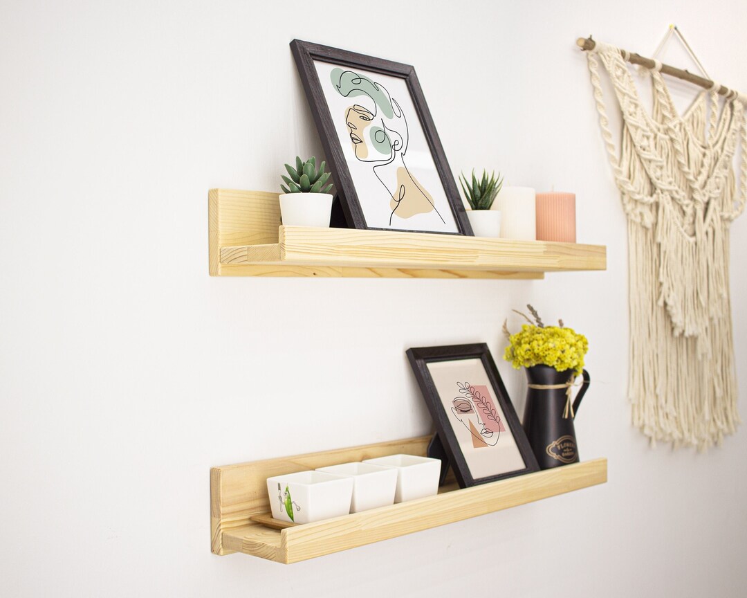 Rustic Floating Picture Ledge Shelf | Wooden Photo Ledge Floating Shelf ...