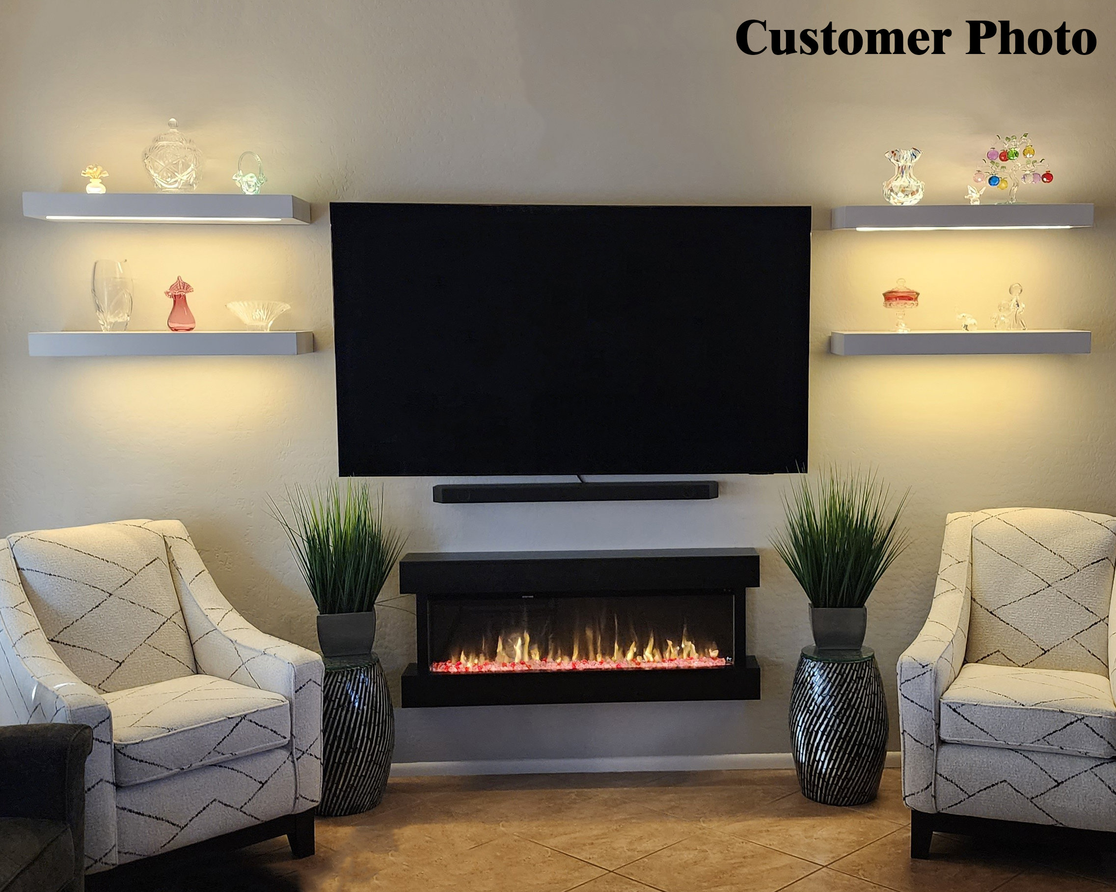 Modern White Floating Shelf Thick Wall Shelf With Light - Etsy UK