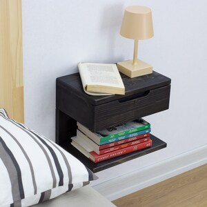 Black Floating Nightstand Wall Mounted Nightstand With - Etsy