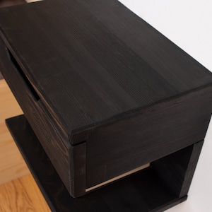 Black Floating Nightstand | Wall Mounted Nightstand With Drawer | Wood ...