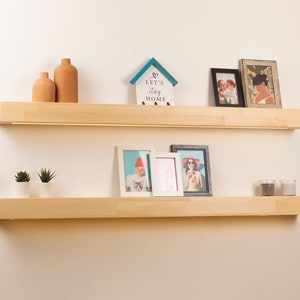 Natural Floating Shelf With LED Lights, Recessed LED Strip, Wood Shelf ...