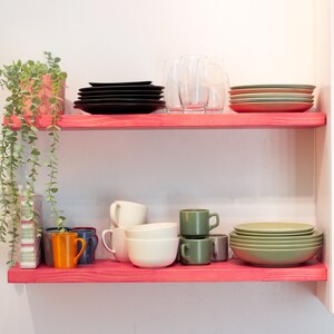 Pink Floating Shelf With Bracket, Any Custom Size Shelf, Kitchen and ...