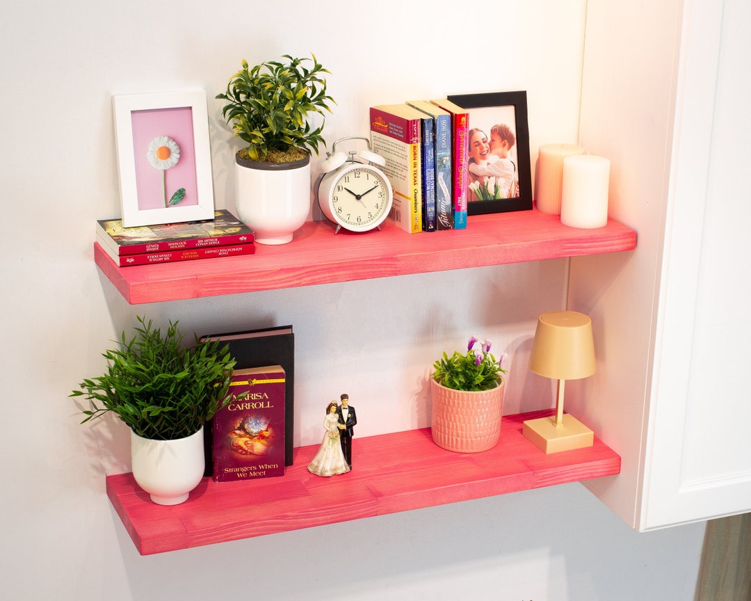 Pink Floating Shelf With Bracket, Any Custom Size Shelf, Kitchen and ...