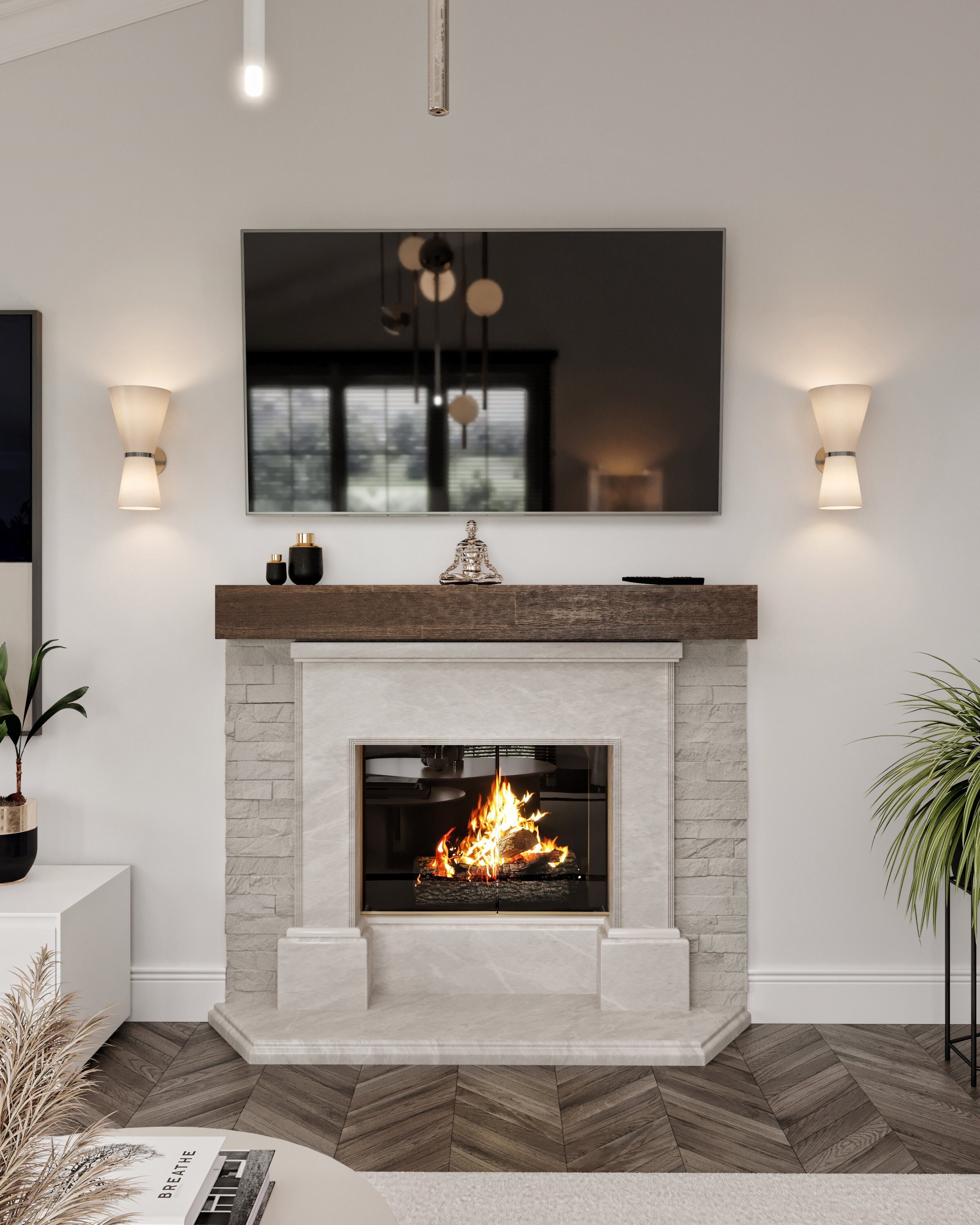 Fireplace Mantel | Floating Mantel Shelf | Rustic Mantel | Wood Mantle ...